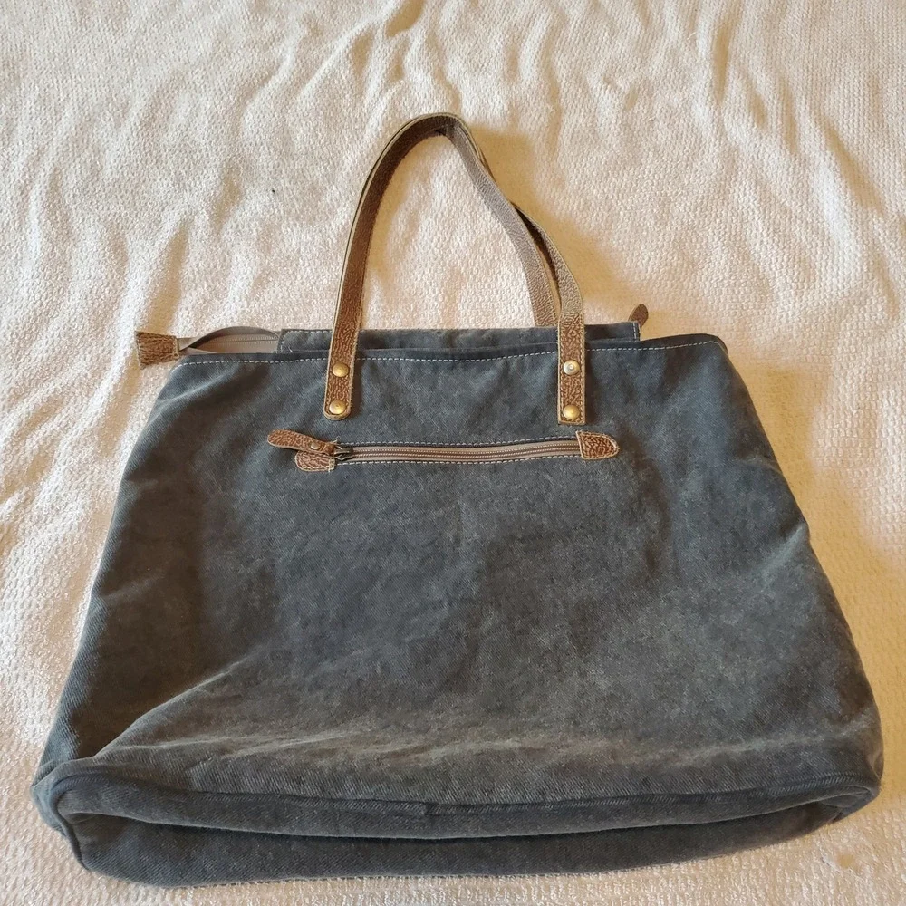 Myra Bag | Bags | Myra Bag Cowhide Canvas Geometric Large Tote Shoulder ...